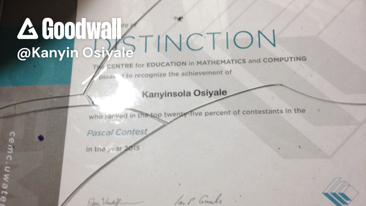 Kanyin Osiyale s Post On Goodwall Certificate Of Dinstinction In kanyin-osiyale-s-post-on-goodwall-certificate-of-dinstinction-in
